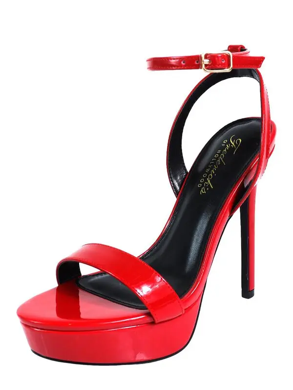 Frederick's Of Hollywood Cupid Strap Platform Heels - Red