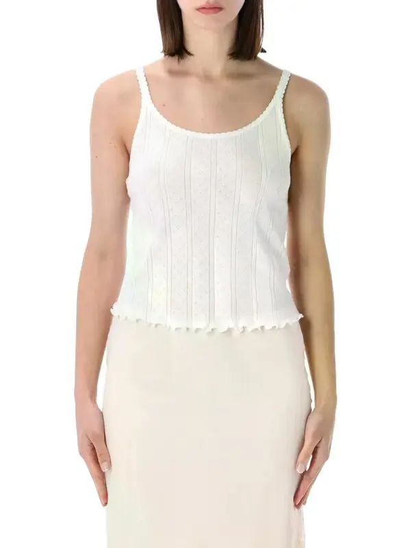 RÓHE Pointelle-knit Scalloped-edge Top - White