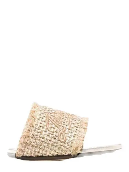 JIMMY CHOO Joa Frayed Sandals - Gold