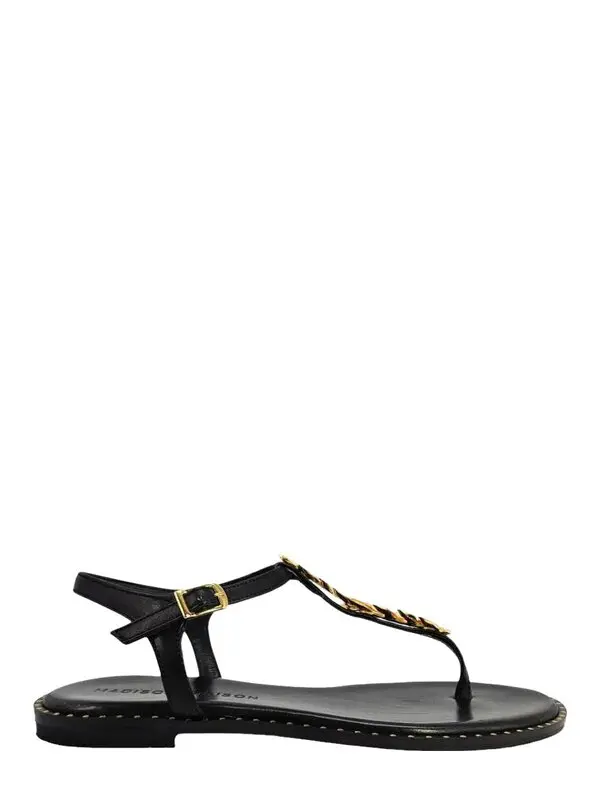 MADISON MAISON Leaf-embellished Thong Sandals - Black