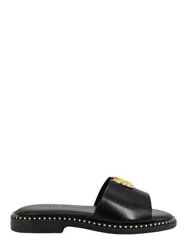 MADISON MAISON Hammered-hardware Leather Sandals - Black