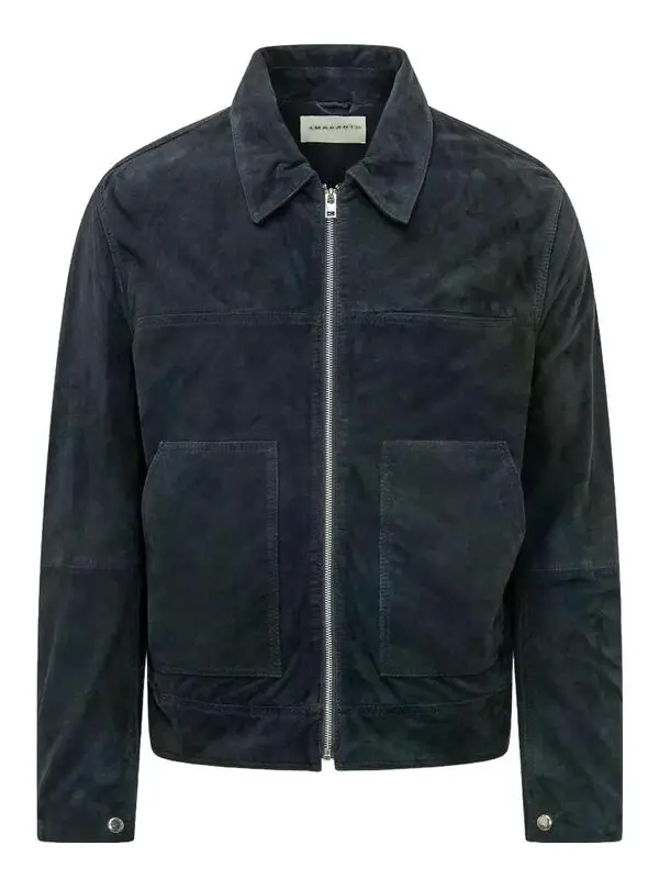 AMARANTO Zip-fastening Leather Jacket - Blue