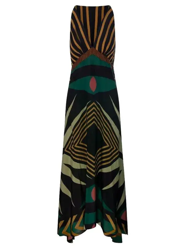VOLANTIS Art Summer Midi Dress - Black