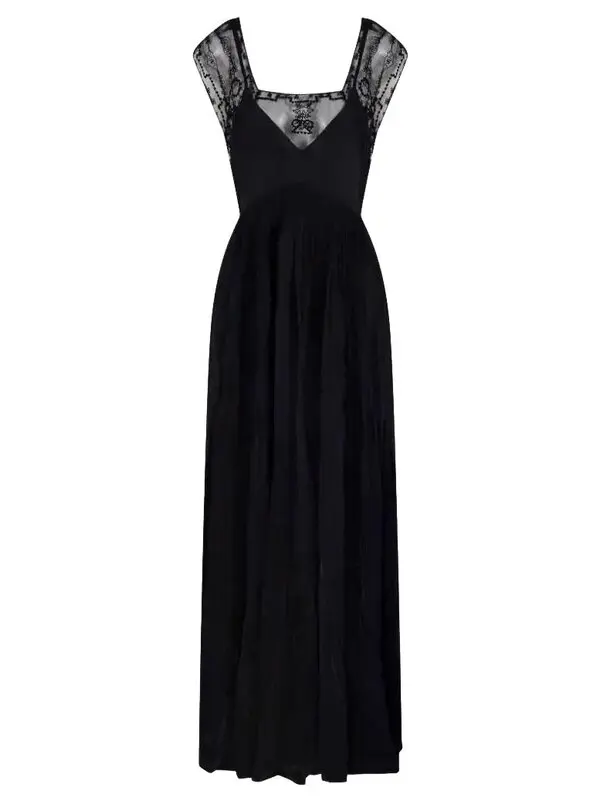 MES DEMOISELLES Inna Lace-trim Asymmetric Dress - Black