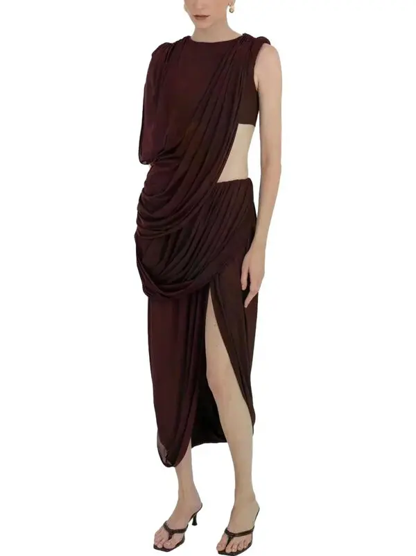 MAYGEL CORONEL Guerrero Draped Asymmetric Dress - Brown