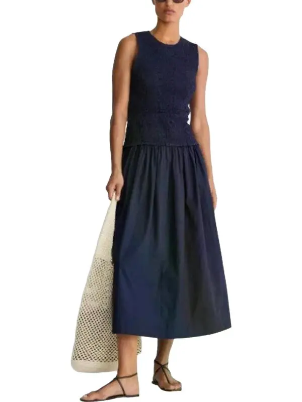 APIECE APART Smocked-waist Flared Dress - Blue