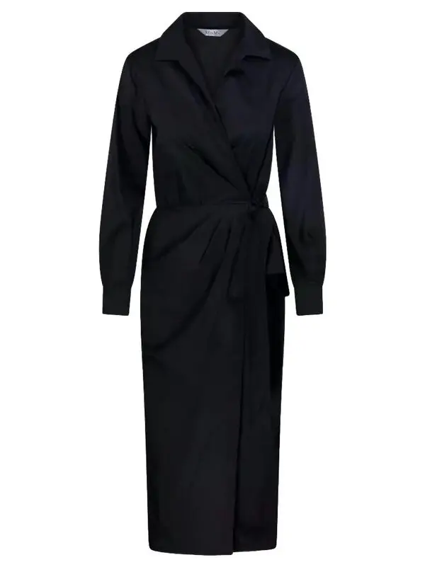 Max Mara Long-sleeve Midi Wrap Dress - Black
