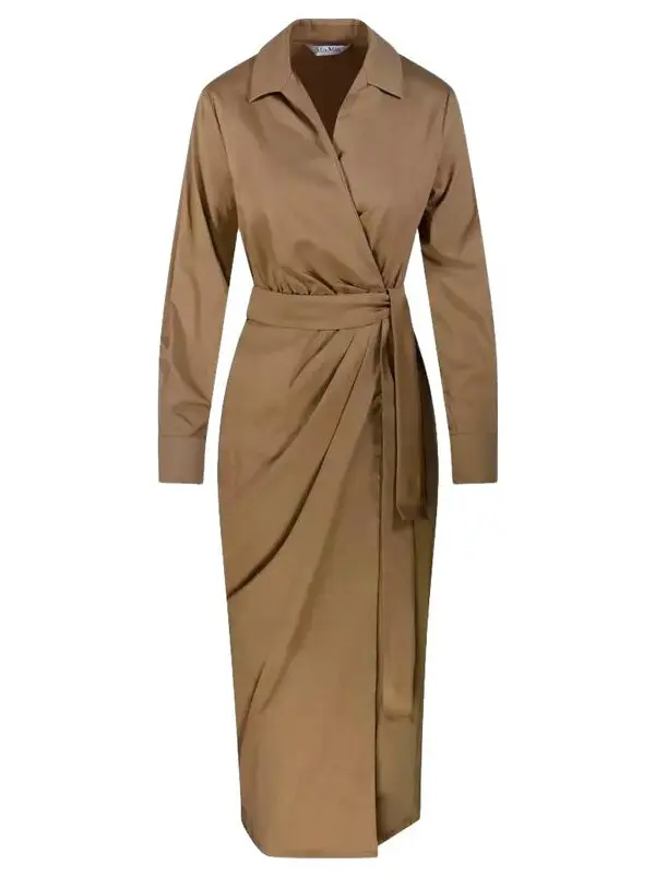 Max Mara Belted Wrap Dress - Neutrals
