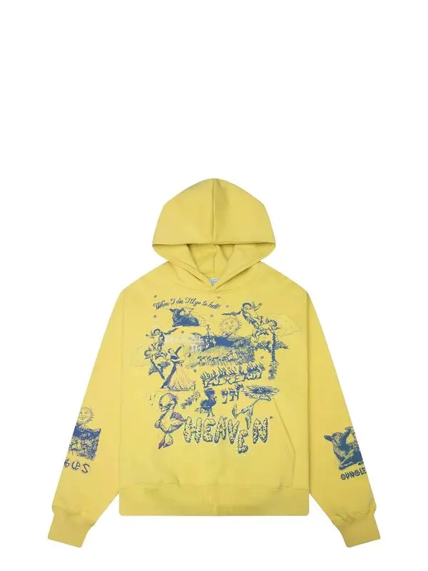 JUNGLES JUNGLES Graphic-print Rhinestone-embellished Hoodie - Yellow
