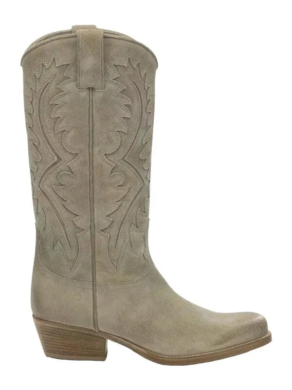 Sartore Embroidered Suede Boots - Neutrals