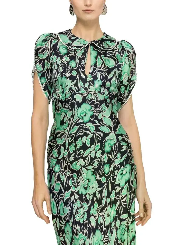 NISSA Floral-print Midi Dress - Blue