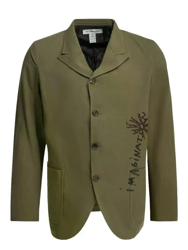 Comme Des Garçons Graphic-print Cotton Coat - Green