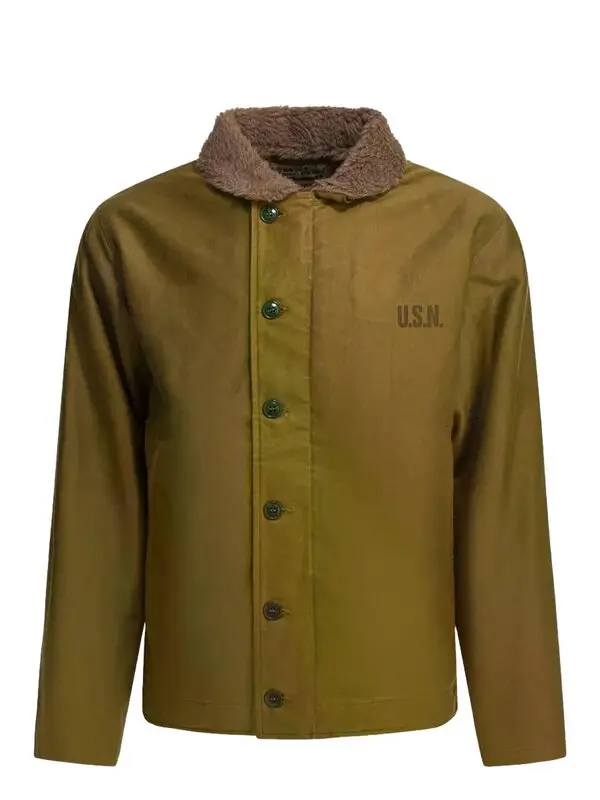 BUZZ RICKSON'S N-1 Shearling-collar Button-up Coat - Green