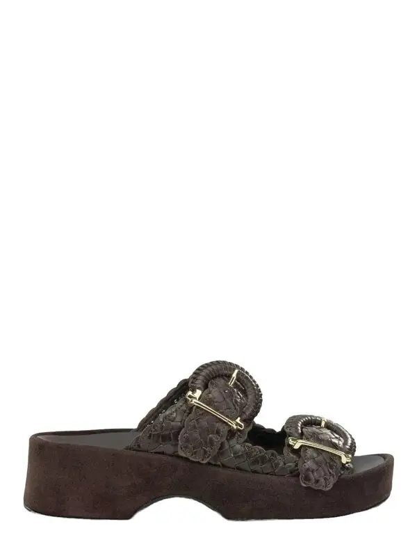 TONI PONS Leather Buckle-fastening Platform Sandals - Brown