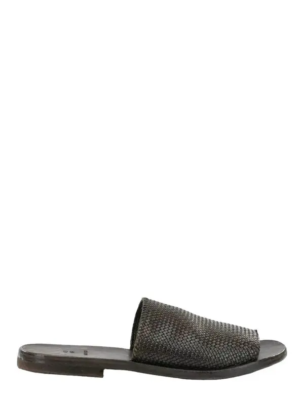 Moma Woven Leather Flat Sandals - Brown