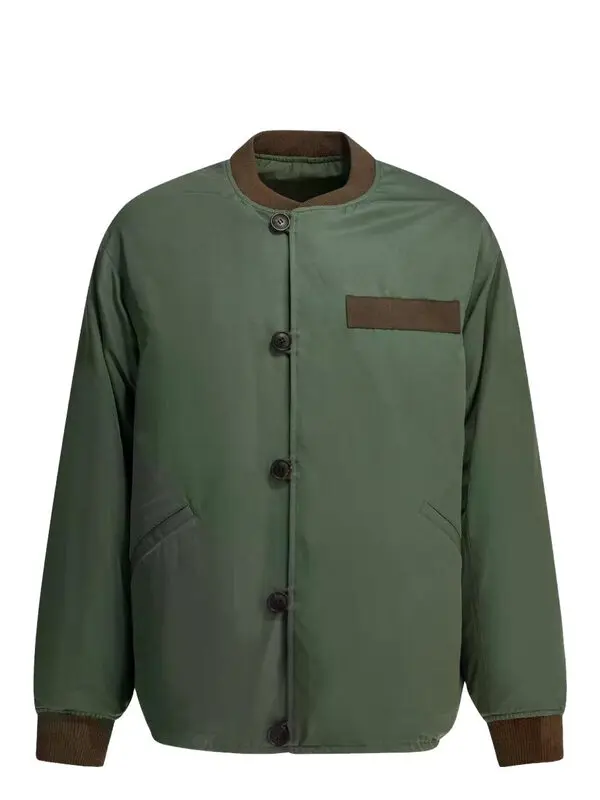 Visvim Contrast-trim Button-up Bomber Jacket - Green