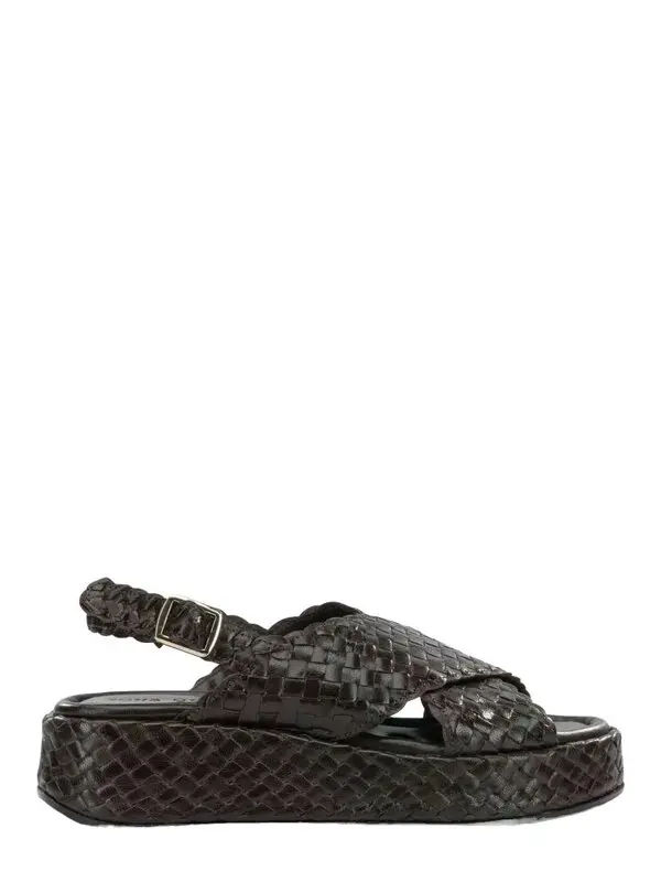 TONI PONS Woven Crossover-strap Platform Sandals - Brown