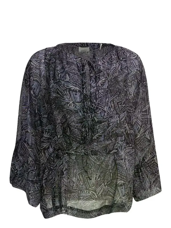 Isabel Marant Tekia Abstract-print Ruffled Shirt - Black