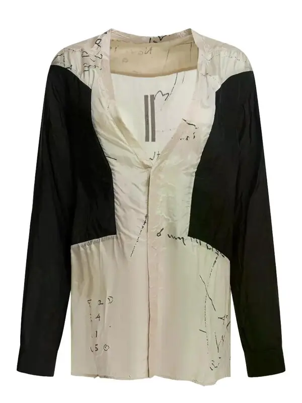 Rick Owens Graphic-print Panelled Shirt - Neutrals