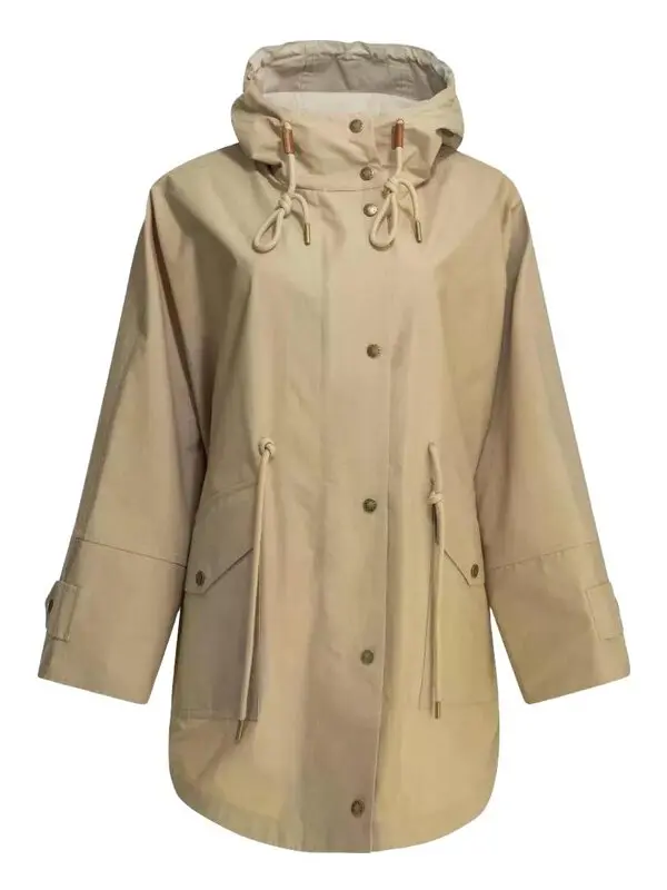 Moncler Hooded Drawstring Coat - Neutrals
