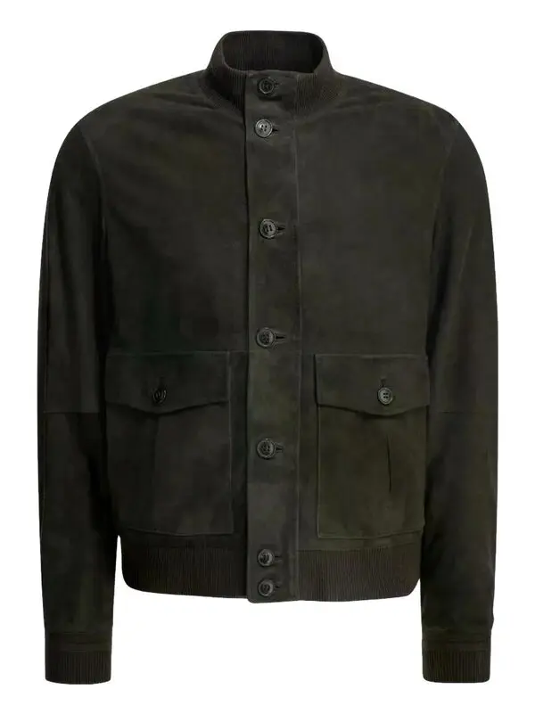 Zegna Suede Ribbed-trim Jacket - Green
