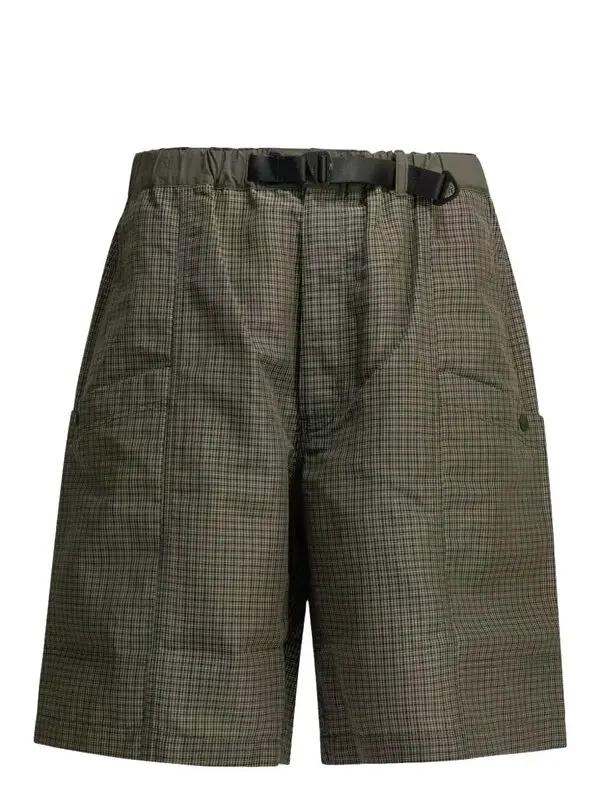 Comme Des Garçons Check-pattern Belted Shorts - Neutrals