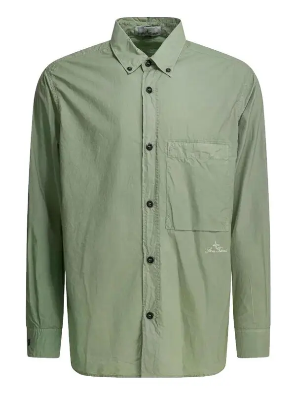 Stone Island Logo-embroidered Button-down Shirt - Green