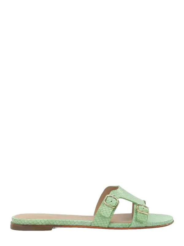 Santoni Snakeskin-effect Buckle-fastening Sandals - Green
