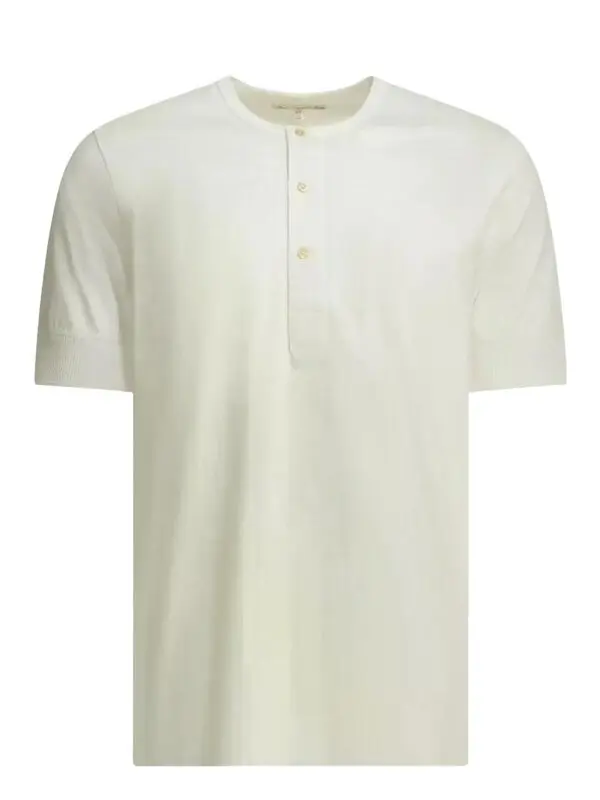MERZ B. SCHWANEN Button-placket Short-sleeve T-shirt - Neutrals