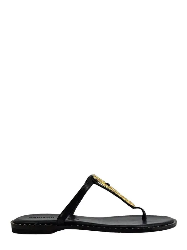 MADISON MAISON Hammered Link Sandals - Black