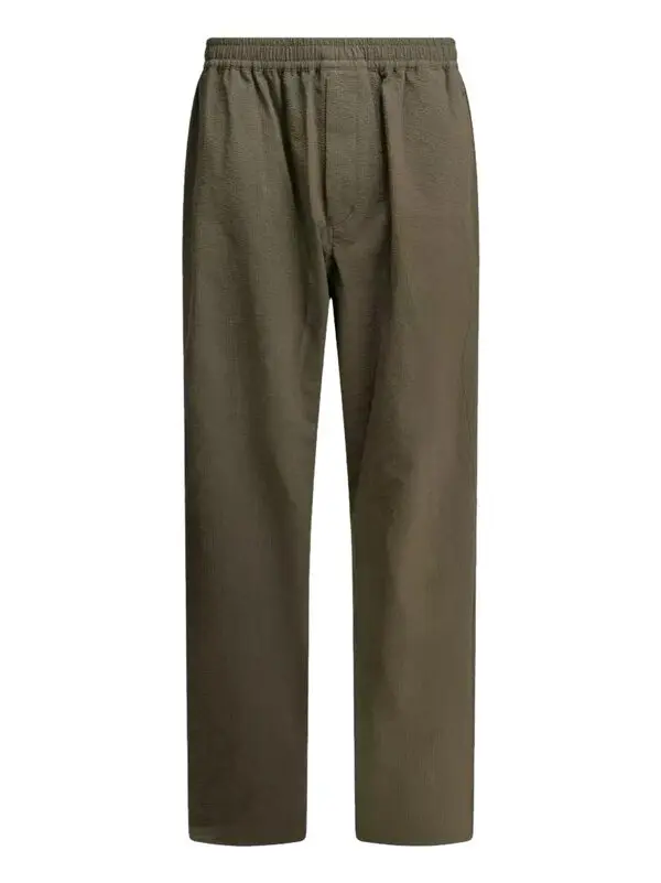GOLDWIN Elasticated-waistband Seersucker Trousers - Green