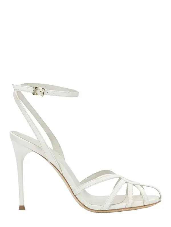 SERGIO LEVANTESI Strappy Leather Heeled Sandals - White