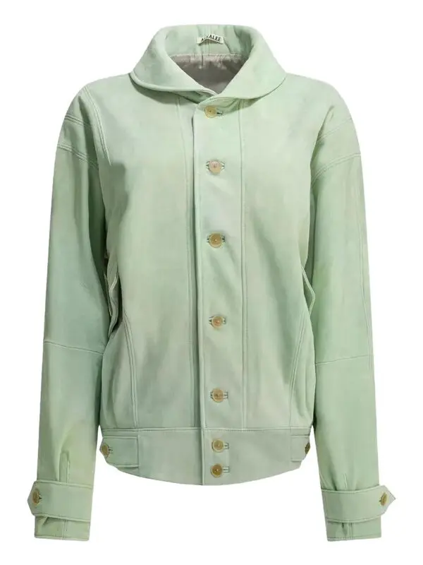 Auralee Spread Collar Suede Jacket - Green