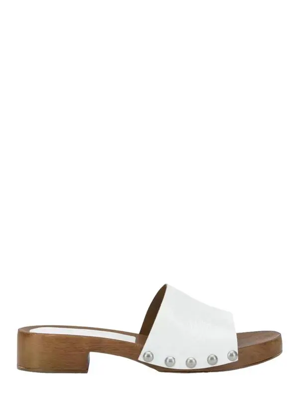 COPENHAGEN  Stud-embellished Leather Clog Sandals - White