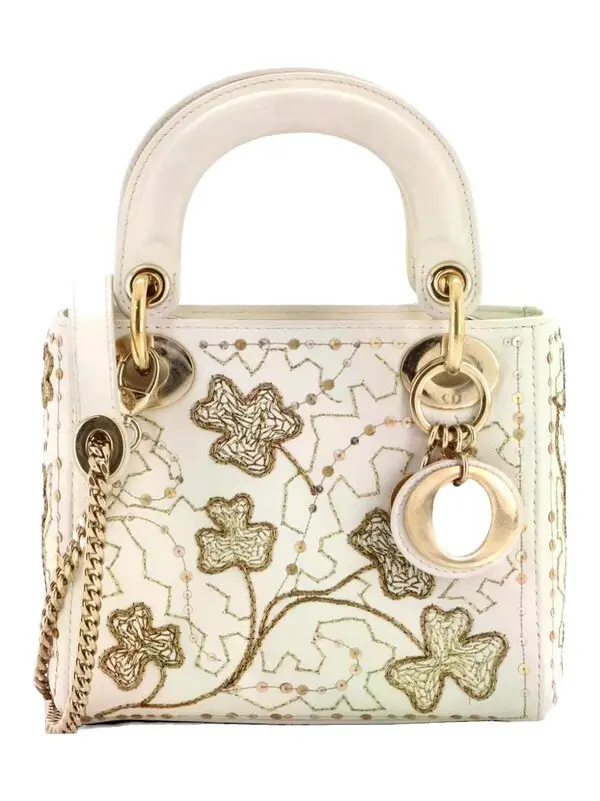 Dior Lady Mini Embroidered Satchel - Gold