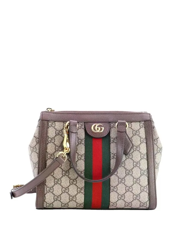 Gucci Ophidia Top Handle Gg Coated Canvas Small Tote Bag - Brown