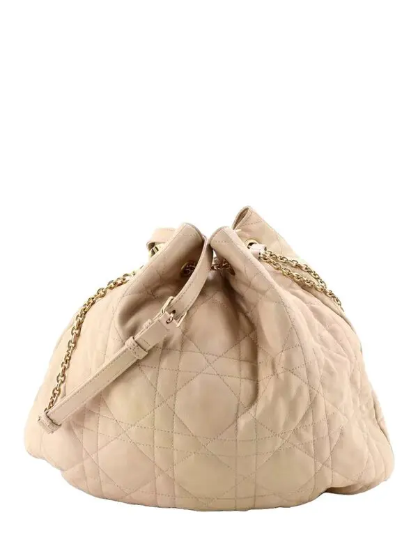 Dior Ammi Supple Bag Macrocannage Quilt Lambskin Large Bucket Bag - Neutrals