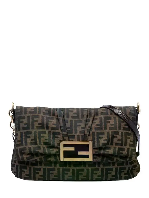 Fendi 2000-2010 Large Zucca Canvas Mia Crossbody Bag - Brown