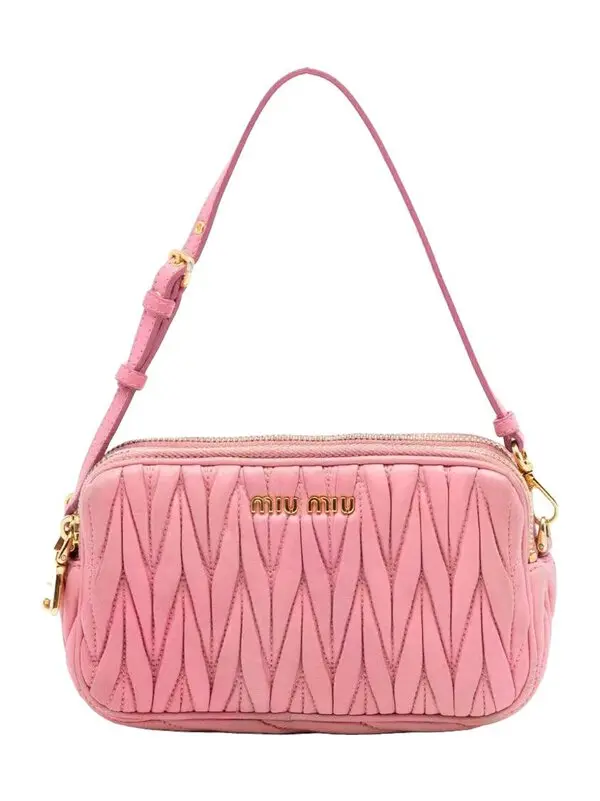 Miu Miu Nappa Matelasse Double Zip Handbag - Pink