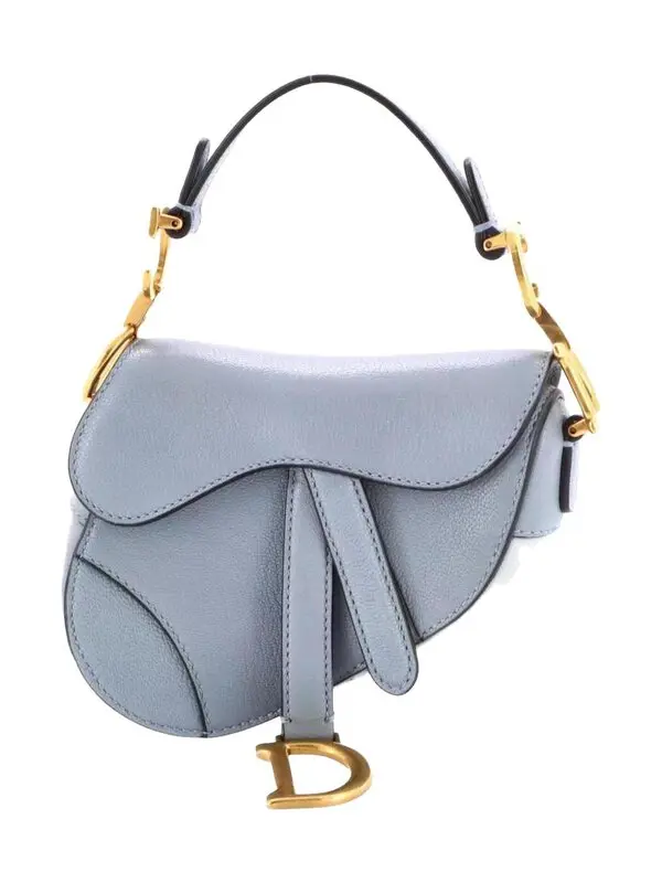 Dior Saddle Handbag Leather Micro Satchel - Grey