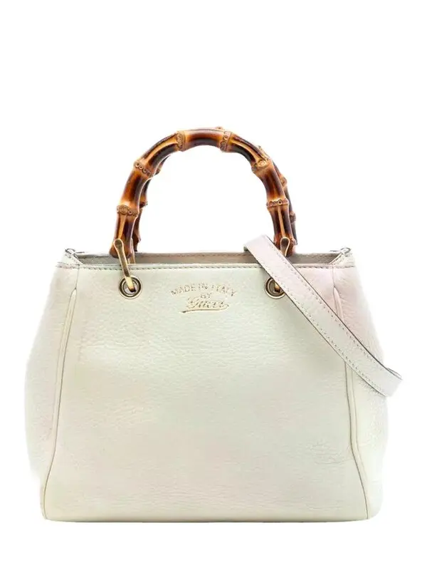 Gucci 2016-2026 Mini Calfskin Bamboo Shopper Satchel - White