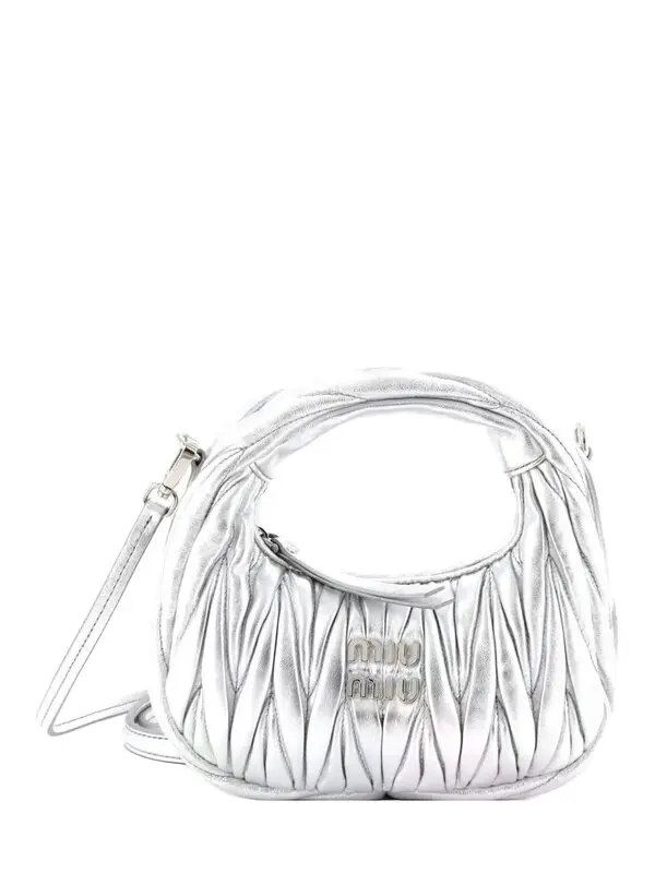 Miu Miu Wander Matelasse Leather Mini Hobo Bag - Silver