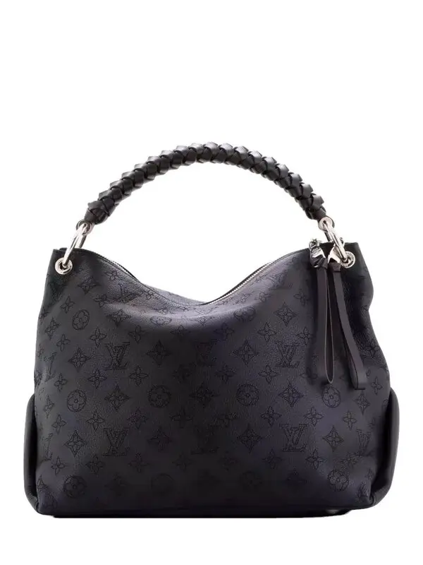LOUIS VUITTON Braided Handle Mahina Leather Mm Hobo Bag - Black