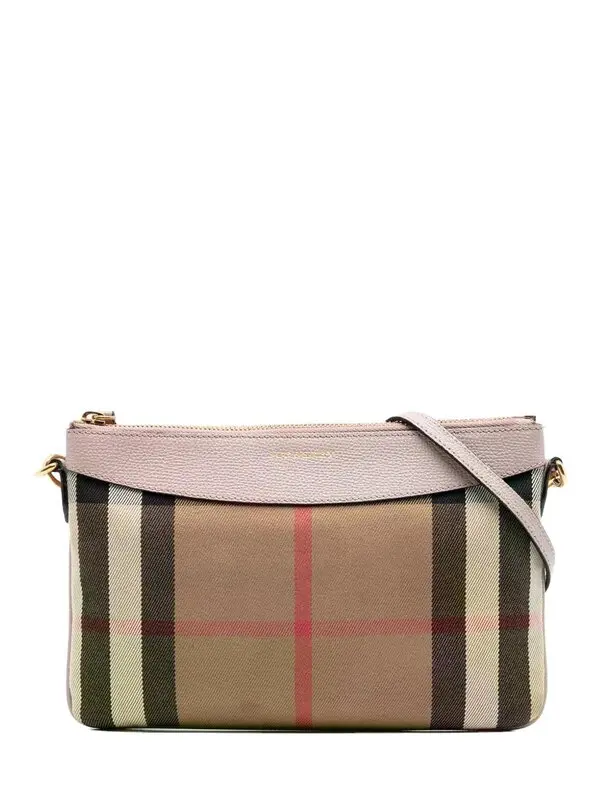 Burberry House Check Canvas Derby Peyton Crossbody Bag - Brown