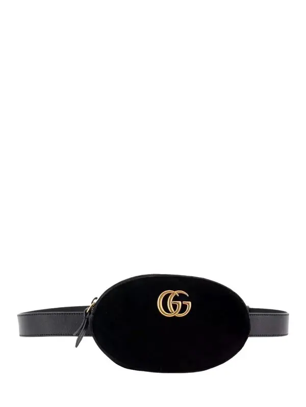 Gucci Gg Marmont Matelasse Velvet Belt Bag - Black