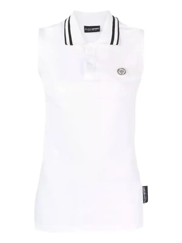PLEIN SPORT Logo Sleeveless Polo - White