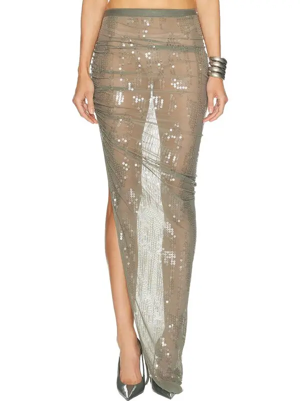 Rick Owens Eva Sequined Skirt - Jade & Transparent