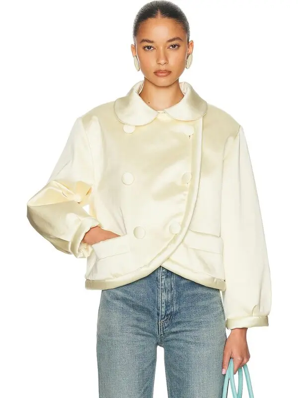 HELSA Sateen Puff Jacket - Pale Yellow