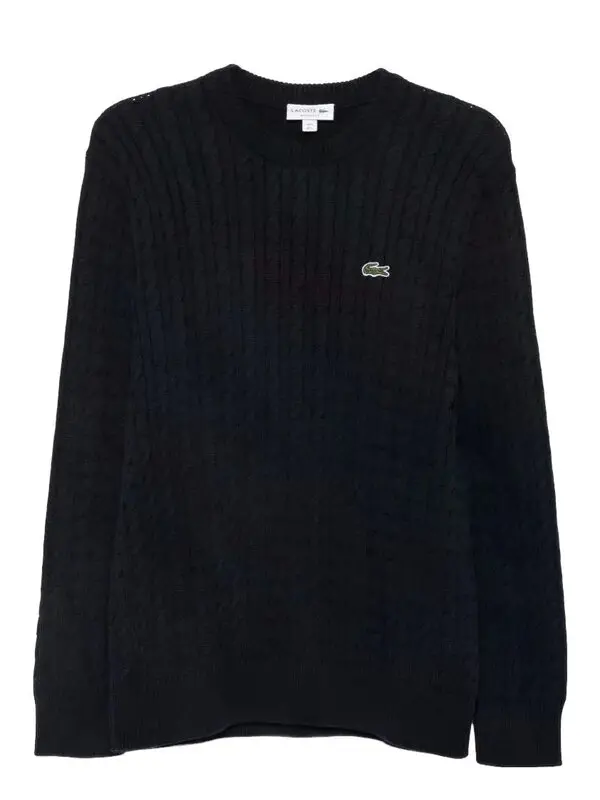 Lacoste Cable-knit Logo-patch Sweater - Blue