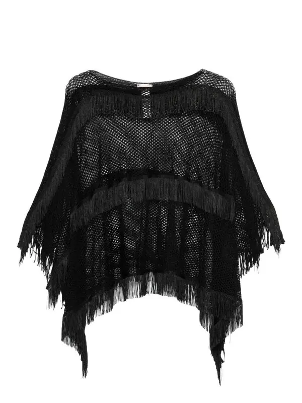 Liu Jo Knitted Fringed Top - Black